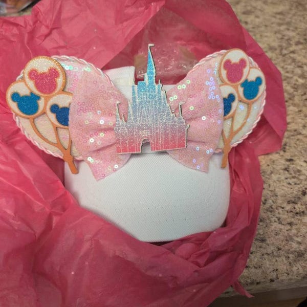Castle and Balloons Mouse Ear Visor / Magical Castle Mouse Ears ...