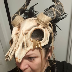 Ram Horn Skull Pagan Viking Ritual Skull Witchcraft Skull Deer Antler ...