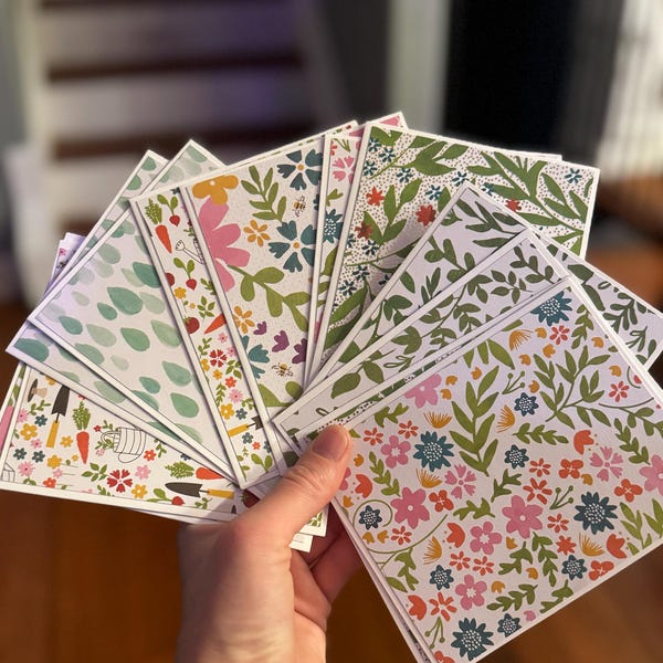 Waterfront Note Cards With Envelopes, Hand Stamped, Set of 6, Mountain ...