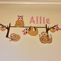 Nursery Sloth Wall Decals, Sloth Fabric Wall Decals, Baby Wall Decor ...