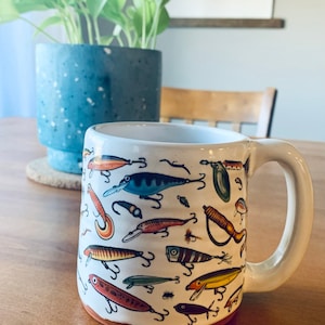 Classic Fishing Lures Mug Handmade With Original Artwork - Etsy