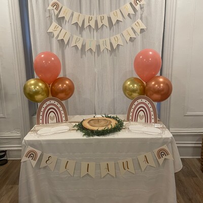 Boho Rainbow Happy Birthday Banner, Boho Rainbow Birthday Party ...