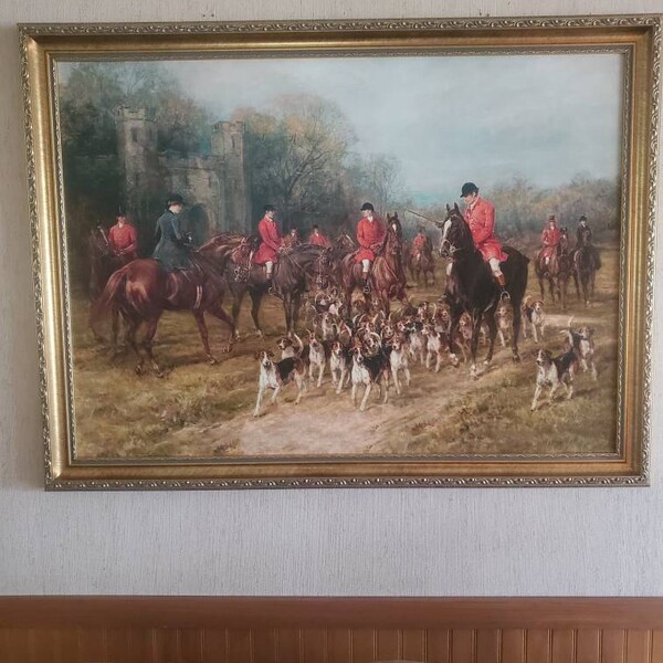 Framed Fox Hunting Painting, Foxhunting Oil Painting Print on Canvas, English Fox Hunt Scene for ...