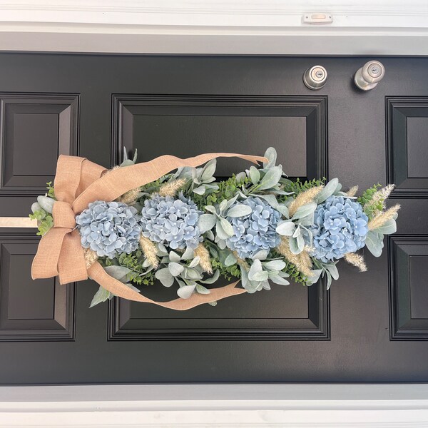 Large Hydrangea Swag; Lamb’s Ear, Eucalyptus & Pampas Swag, Hygrangea ...