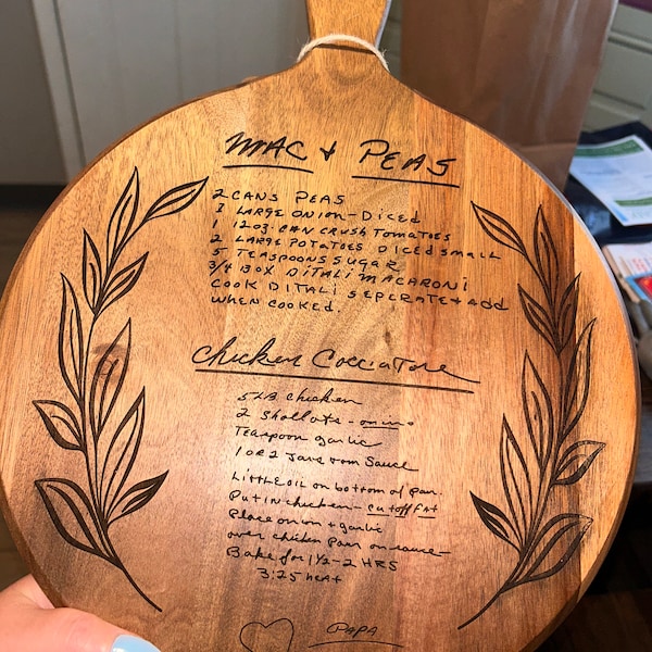 Custom Engraved Acacia Wood Recipe Cutting Board - 12" - Ideal ...
