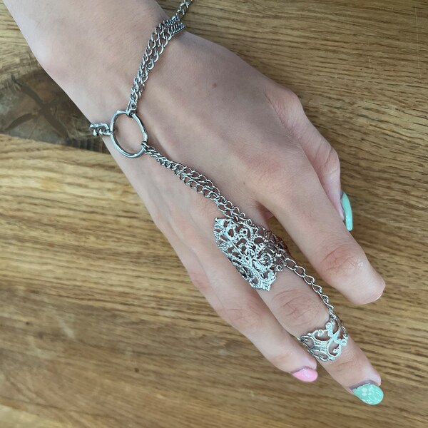 Fairy Bracelet, Ring Chain Bracelet, Punk Jewelry, Ring Bracelet ...