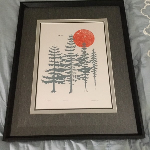 Evergreen Trees Screenprint, Art Print Woods Silkscreen, Minimalist ...