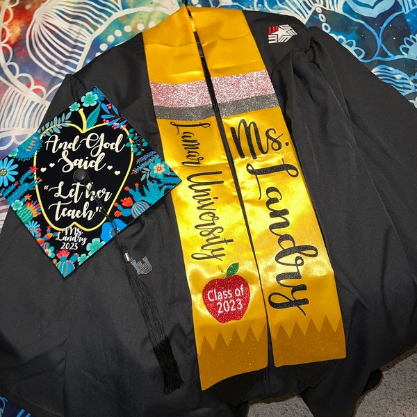 Apple on Stole Graduation Teacher Pencil Stoles *fast Shipping ...