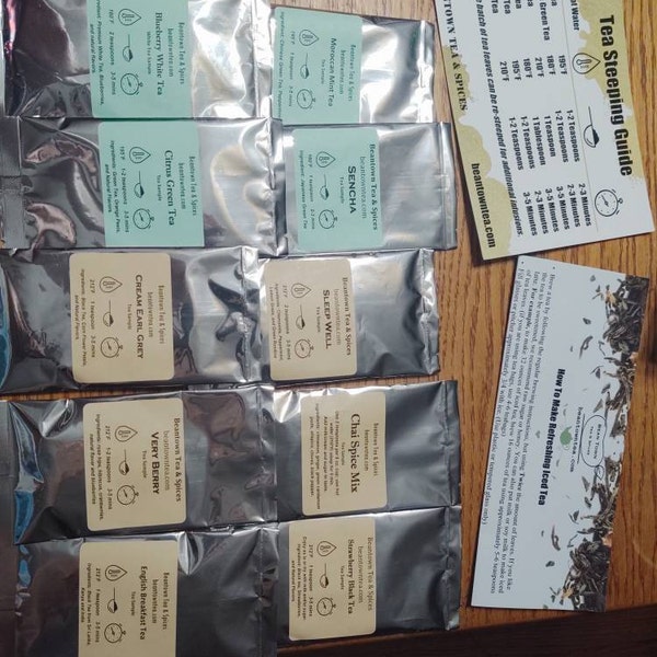 10 Tea Samplers Variety Gift Pack. All Natural Gourmet Whole Leaf Tea ...