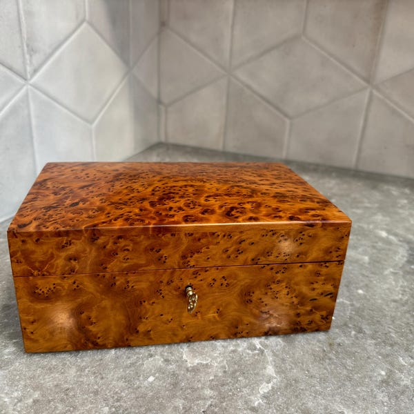 Large Thuya Wood Burl Memory Keepsake 15"x10", Lockable Handmade Luxury ...
