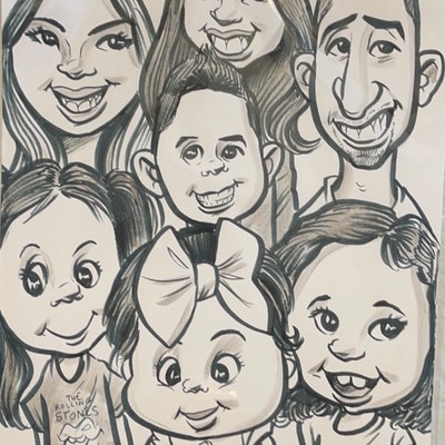 6 Faces Color Caricature Portrait - Etsy