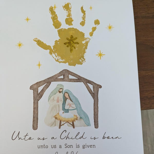 Sunday School Craft Christmas Handprint Nativity Holly Night Bible ...