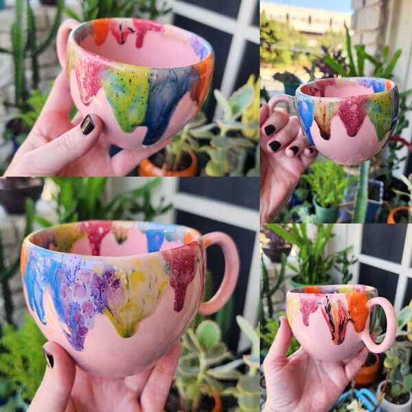 Handmade Double Espresso Cup, Ombre Pottery Cup, Kitchen Gift,home ...