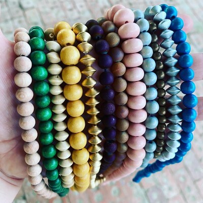 Pink Abacus Wood Beads: Natural Organic Rondelle Dyed Wooden Round Disk ...