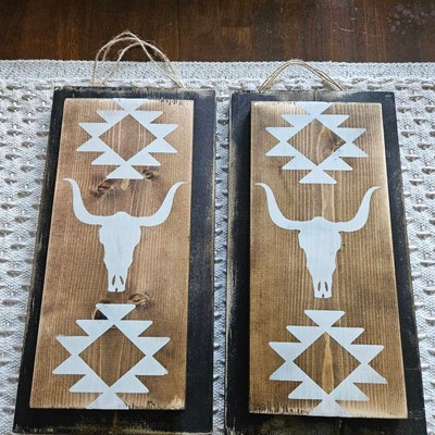 Rustic Cow Print Welcome Sign / Two Signs Attached / Cow Print - Etsy