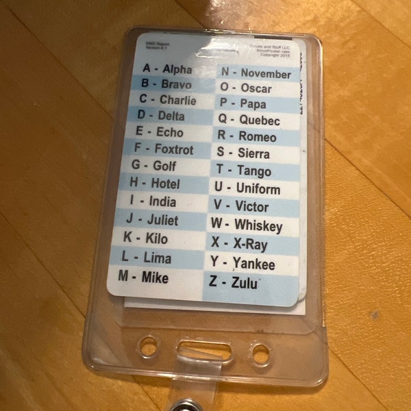 EMS Report & Phonetic Alphabet Vertical Badge Card - Etsy