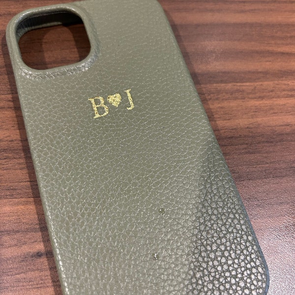 Personalized Leather Case iPhone 11, Monogram Engraved Pebble Vegan ...