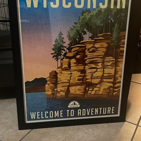 Retro Style Travel Poster, Wisconsin Vintage Rustic Poster Print, Home ...
