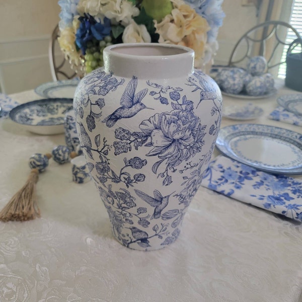 Blue Floral Hummingbird Decoupage Napkins: Lunch Size Paper Crafts (set ...