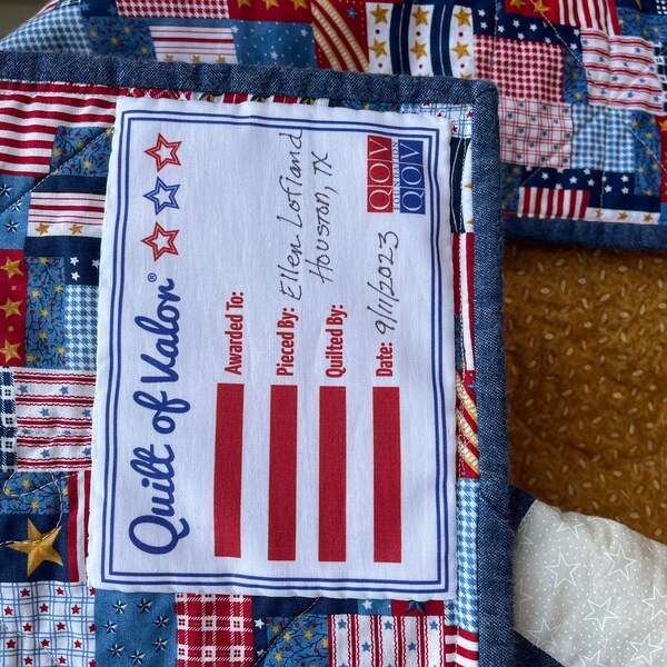 Quilts of Valor, Star Vines Quilt Label --free Shipping - Etsy