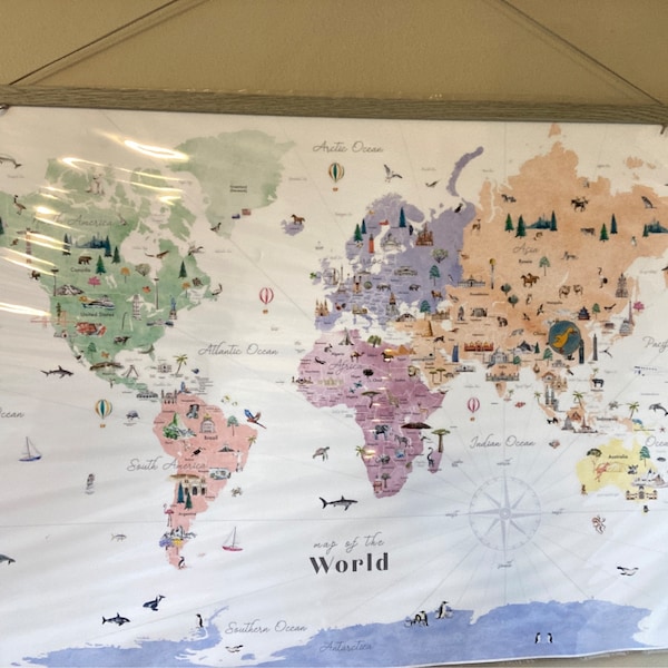 Pastels Educational World Map Printable | Kids World Map | Nursery ...