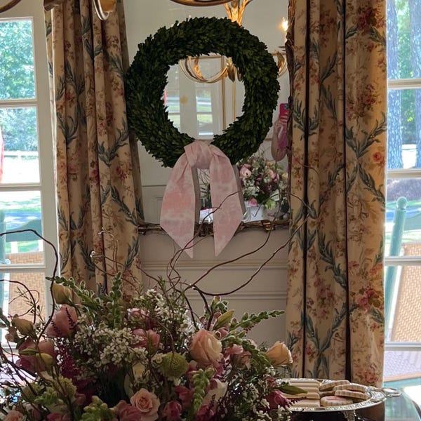 Monogram Floral Chinoiserie Wreath Sash for Front Door, Personalized ...