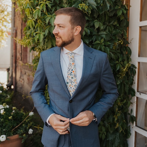 Orange & Navy Blue Tattersall Check Mens Necktie~cotton Necktie ...