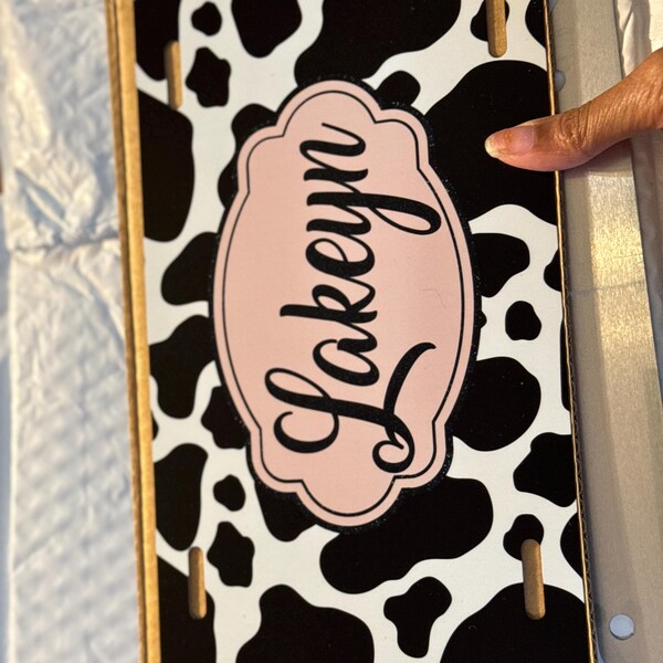 Cow Print Monogram License Plate, Personalized License Plate, Cow Print ...