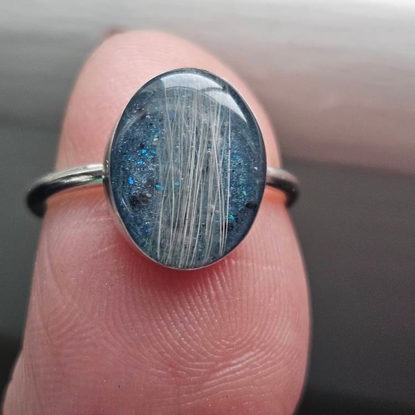 Lock of Hair Oval Keepsake Ring, Pet Fur Ring, Lock of Hair Keepsake ...