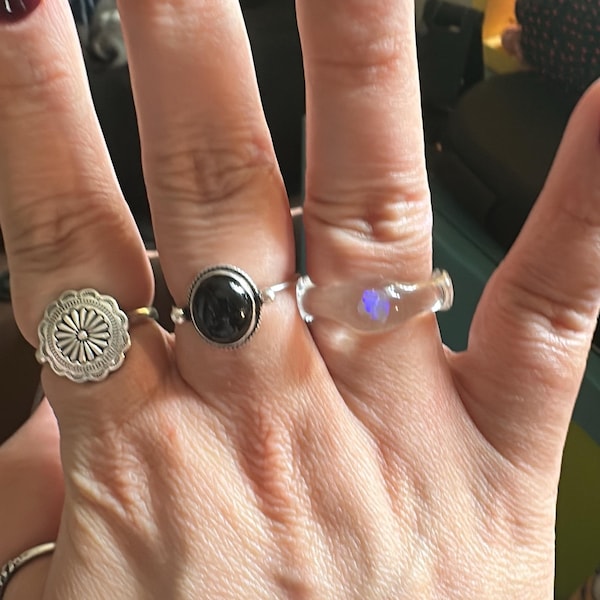 Clear Glass Ring With Opal Marble Set Down in Band a Bit Pyrex ZU Glass ...