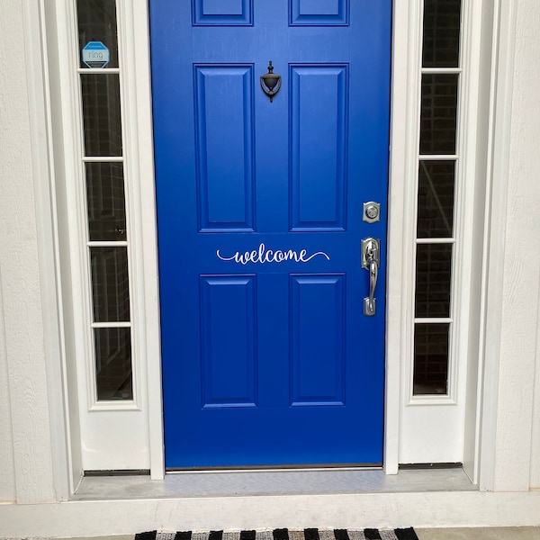 Front Door Welcome Decal, Cute Welcome Sticker Greeting for Home, House ...