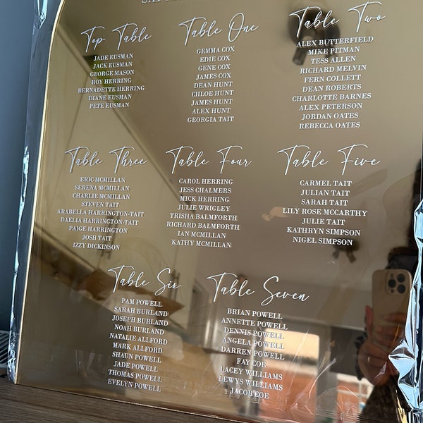Luxury Acrylic Arched Wedding Table Seating Plan: Custom 24 Colours ...