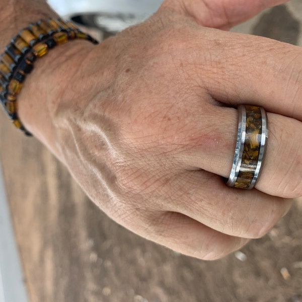 Real Tigers Eye Band, Tiger's Eye Band, Tigers Eye Ring, Push Gift ...