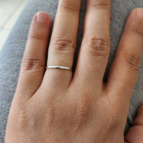 Thin Silver Band~sterling Silver Ring~rounded Band~thin Stacking Ring ...