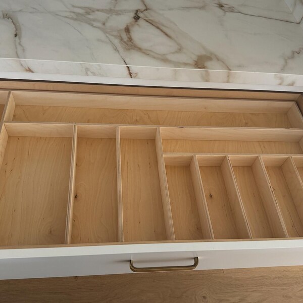 Up to 12 Inches Wide Drawer Insert, Custom Drawer Organizer, Wood ...