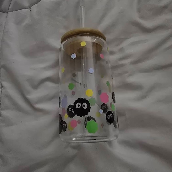 Soot Sprite Glass Cup, Iced Coffee Cup, Vinyl Tumbler, Anime Cup, Beer ...