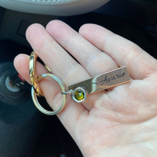 Personalized Birthstone Keychain, Birth Month Flower Keyring, Flower ...