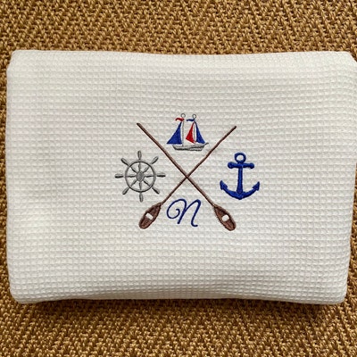 Nautical Embroidery Crest Frame Design, Satin Finish, Add a Letter or ...