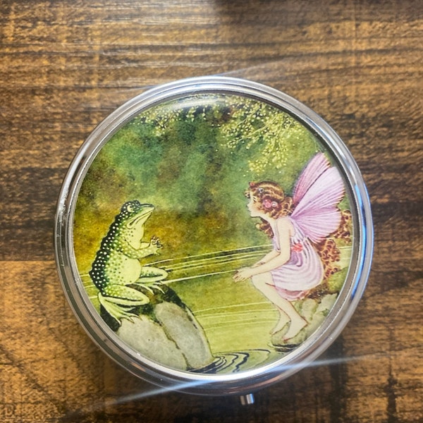 Fairy and Frog Pill Box Case Pillbox Holder Trinket Fairytale Fairy ...
