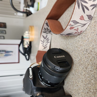 Flower Field Tan Camera Strap Design With Brown Vegan Leather - Etsy