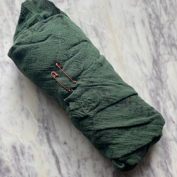 Distress Dyed Cotton Shawl Wrap Shemagh, Dark Green Drape, Wasteland ...