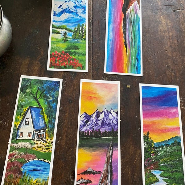 Pack of 5 or 10 Hand Painted Bookmark Prints, Gift, Book Lover ...