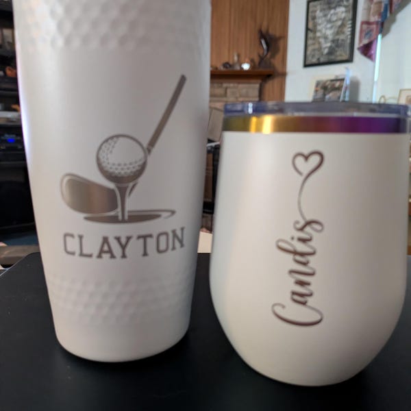 Personalized 20oz Insulated Dimpled Golf Tumbler, Custom Laser Engraved ...