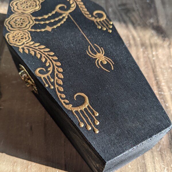 Coffin Box Black Rose Goth Jewelry Box - Etsy