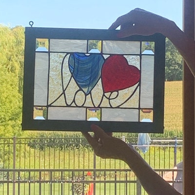 Two Hearts, One Love Stained Glass PDF Pattern - Etsy