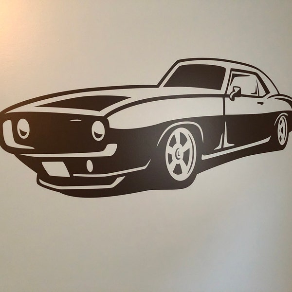 Chevy Camaro Decal, Car Wall Decal, Car Wall Vinyl Sticker, Man Cave ...