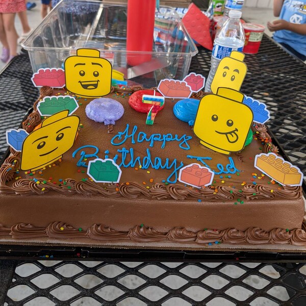 Colourful Bricks Thank You Labels for Birthday Decor, Custom Name Thank ...