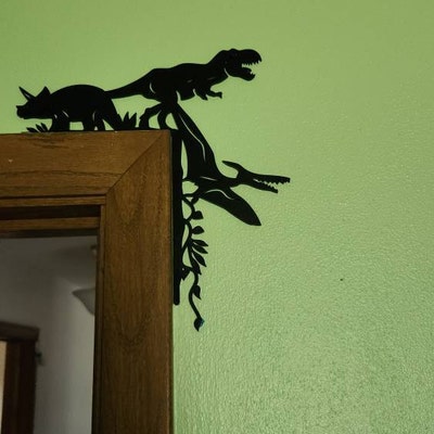 Dinosaur Door or Window Trim, Dinosaur Wood Frame Sitter, Dinosaur Wall ...