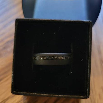 6mm Black Meteorite Sandblasted Wedding Ring, Black Obsidian ...