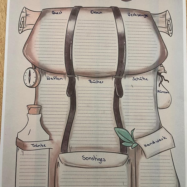 Character Inventory Sheet // Bag of Holding for Dungeons and Dragons - Etsy